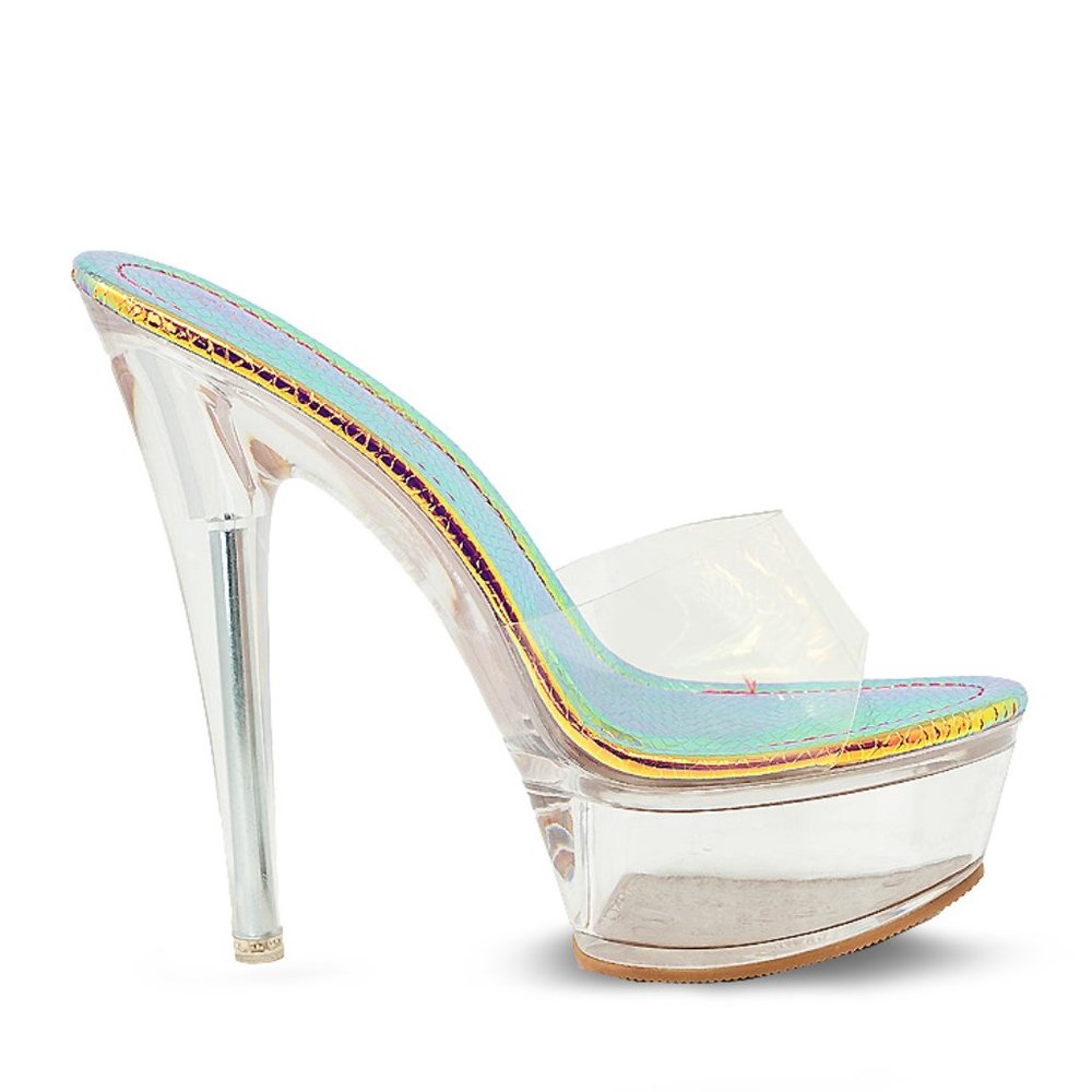 Women's Clear Stiletto High Heel Platform Sandals - Gem